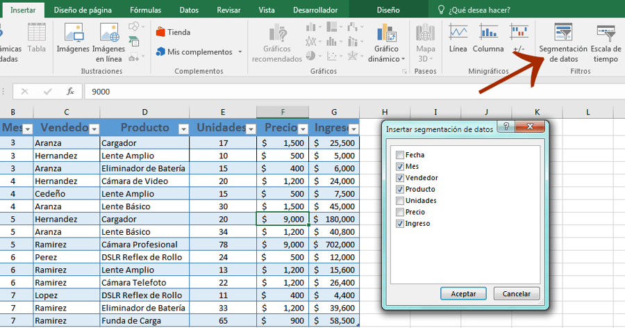 Cómo hacer segmentación de datos en Excel