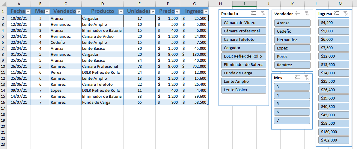 Cómo hacer segmentación de datos en Excel